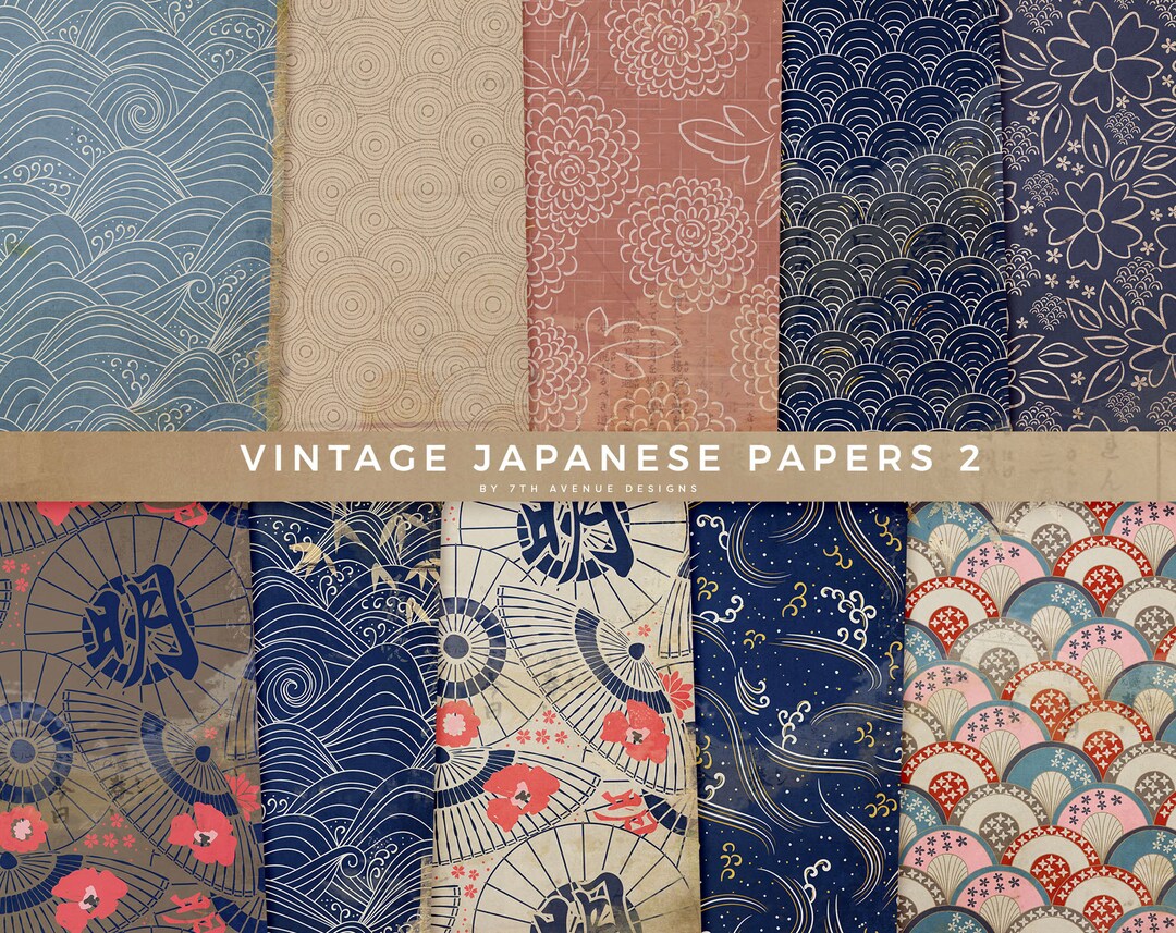 Vintage Japanese 2 Digital Papers - Etsy