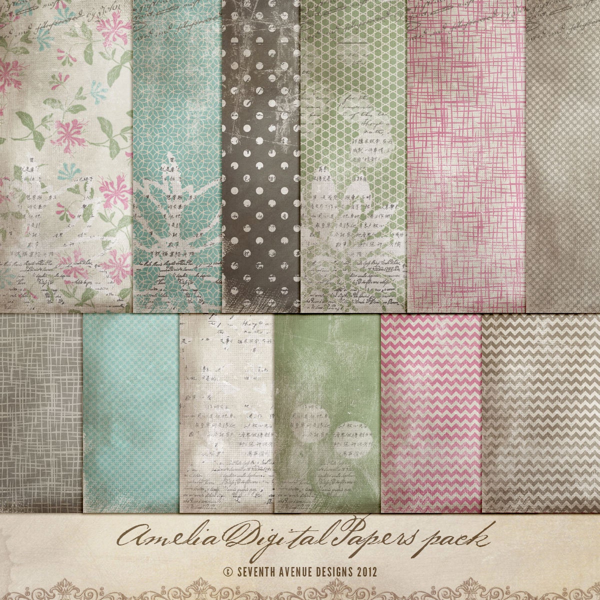 Digital Papers - Amelia. Perfect for Blog Background, Card Making and ...