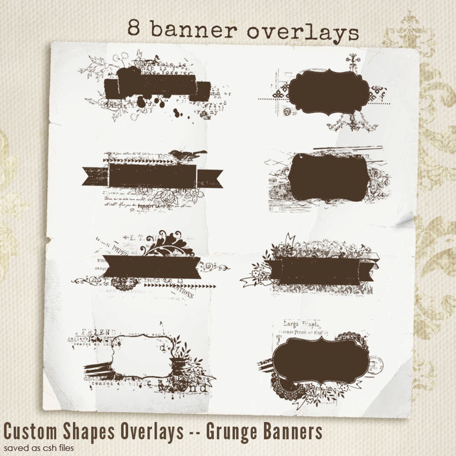 INSTANT DOWNLOAD Grunge Banner Shapes Overlays - Etsy