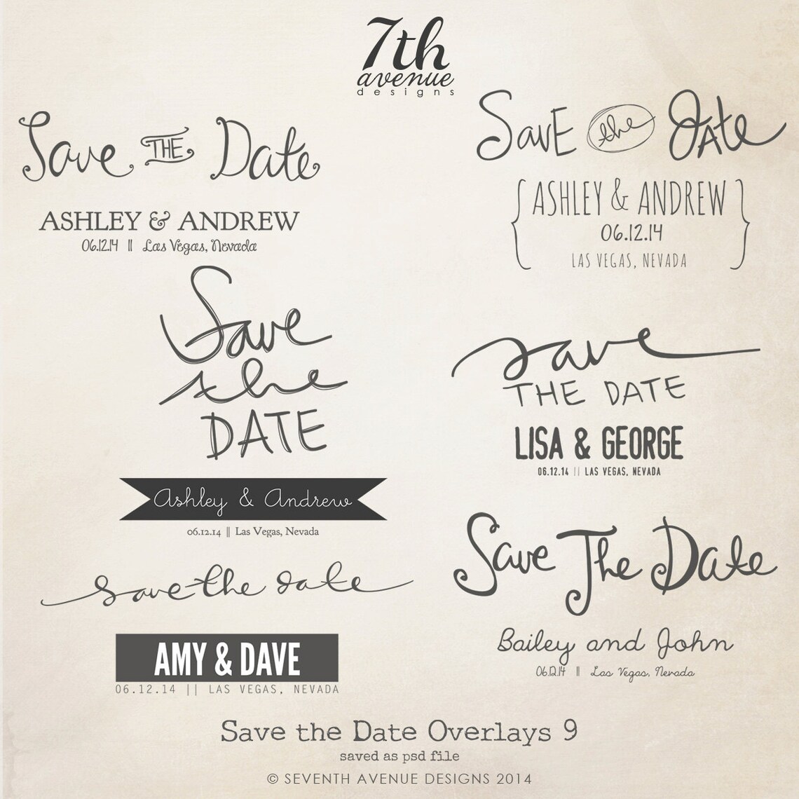 INSTANT DOWNLOAD Save the Date Words Overlays Vol.9 - Etsy