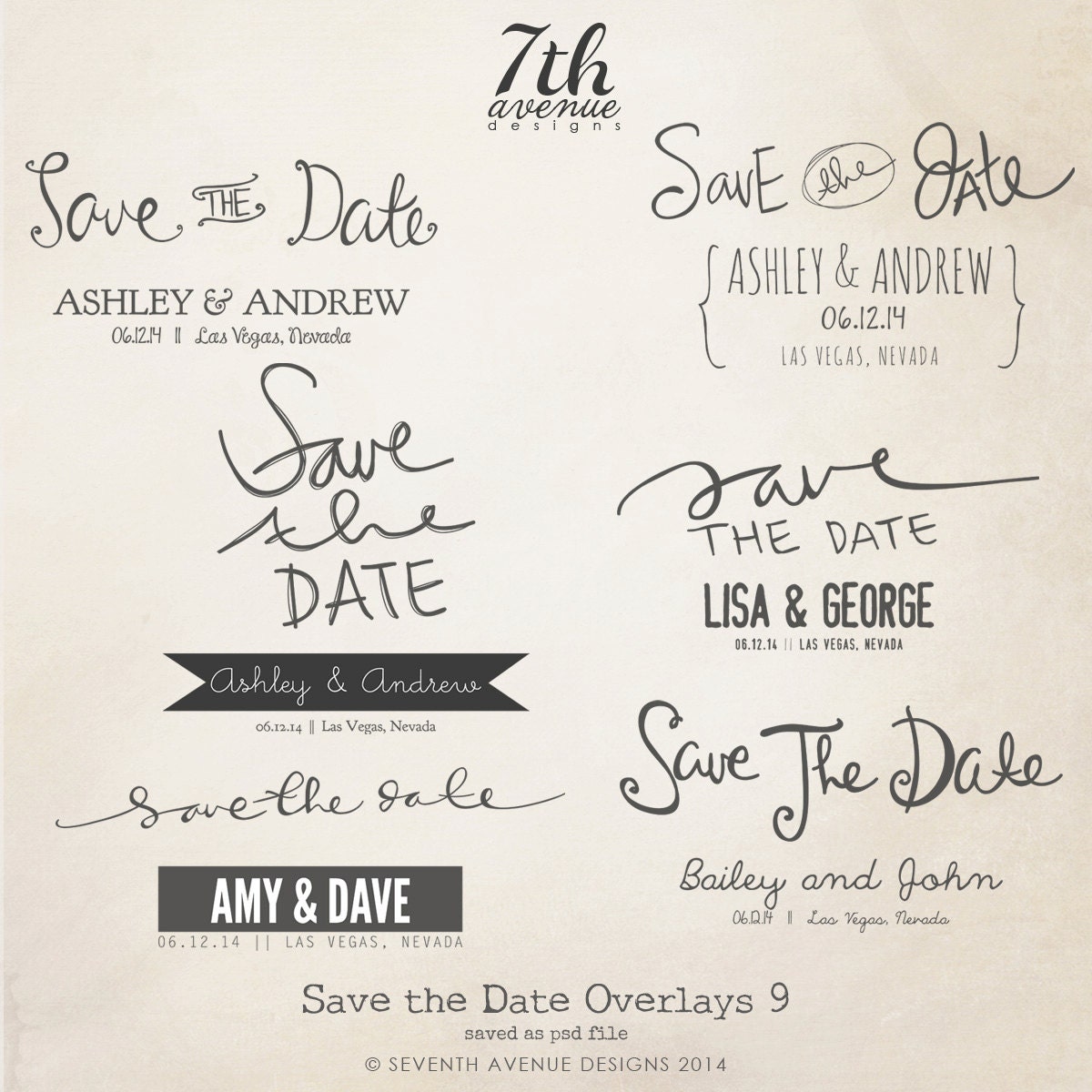 INSTANT DOWNLOAD Save the Date Words Overlays Vol.9 - Etsy