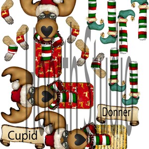 Printable Santa's Reindeer Christmas Paper Dolls, Articulated,garland ...