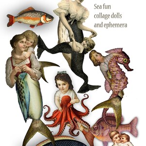 Printable Mermaid Clip Art Vintage Victorian Fish Nautical Collage ...