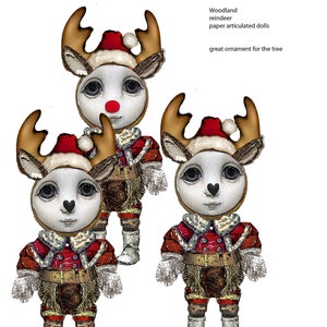 Printable Woodland Forest Reindeer Articulated Paper Dolls Ephemera ...