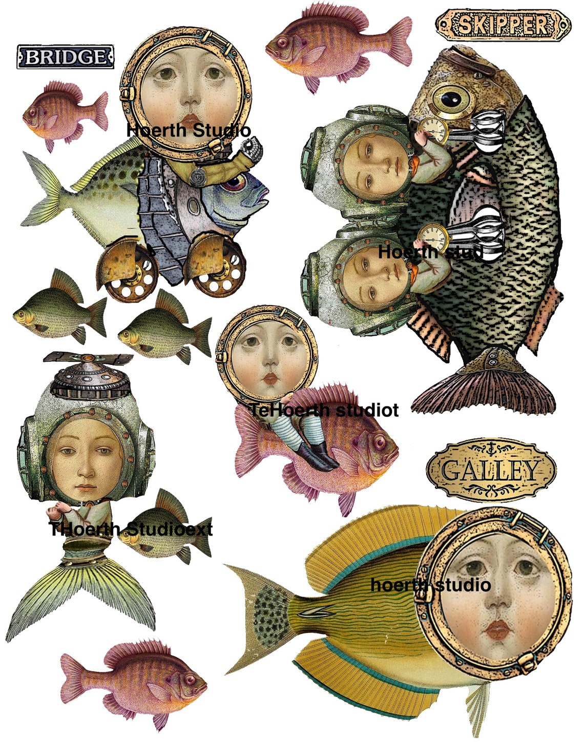 Printable Whimsical Steampunk Nautical Water Sprites Jpeg and - Etsy