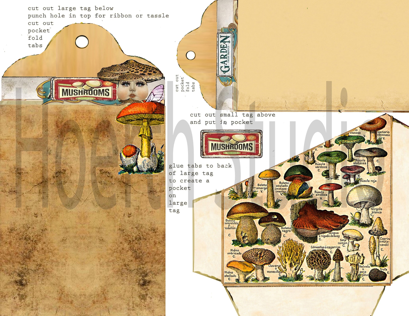 Printable Mushroom Fairies With Pocket and Tag Great for Cards Gifts ...