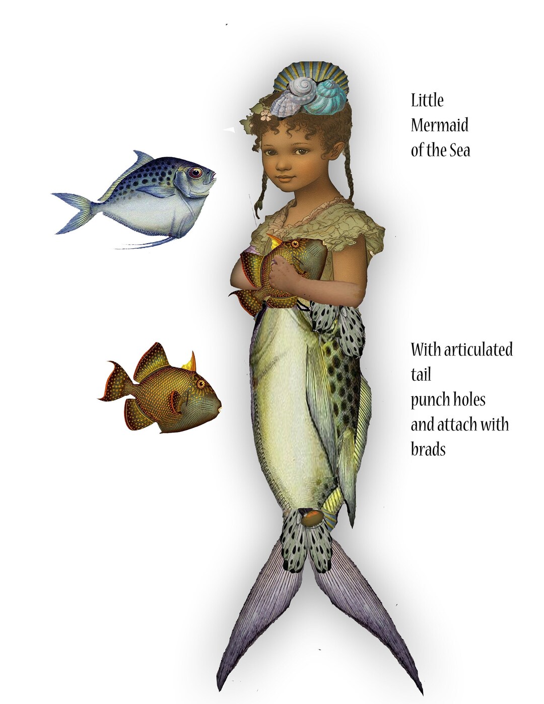 Printable Mermaid With Articulated Tail and Fish Just Print and ...