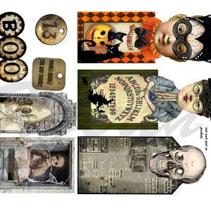 Halloween Haunted House Tag Collection Three Large Haunted House Tags ...
