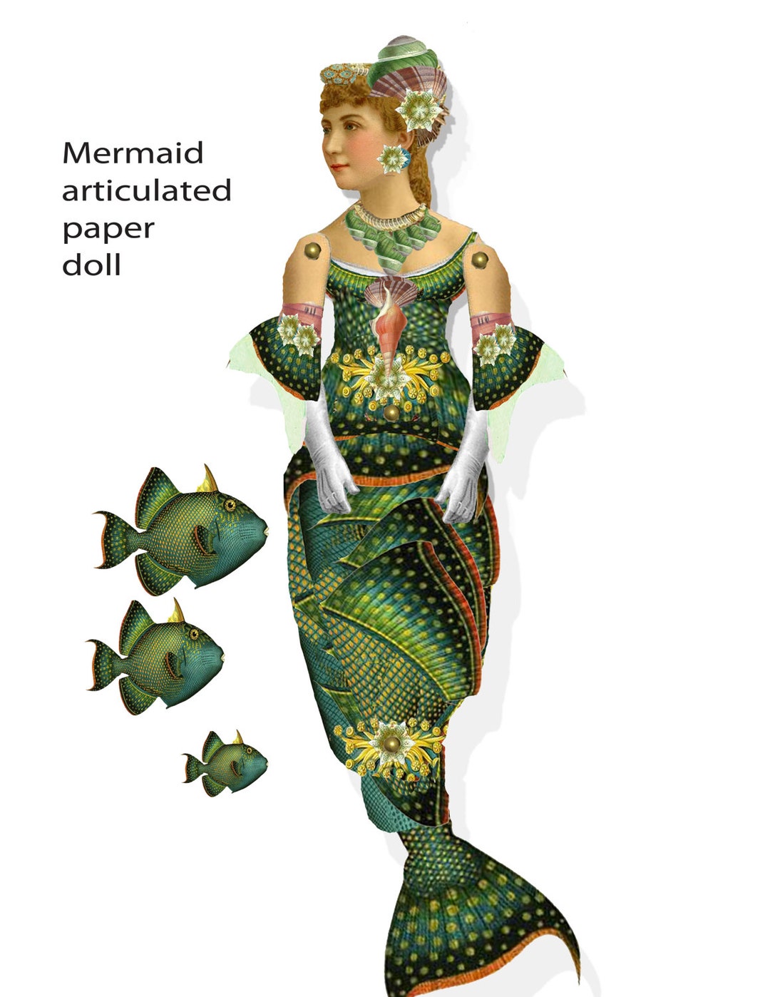 Printable Mermaid Articulated Paper Doll Download Printable Project ...
