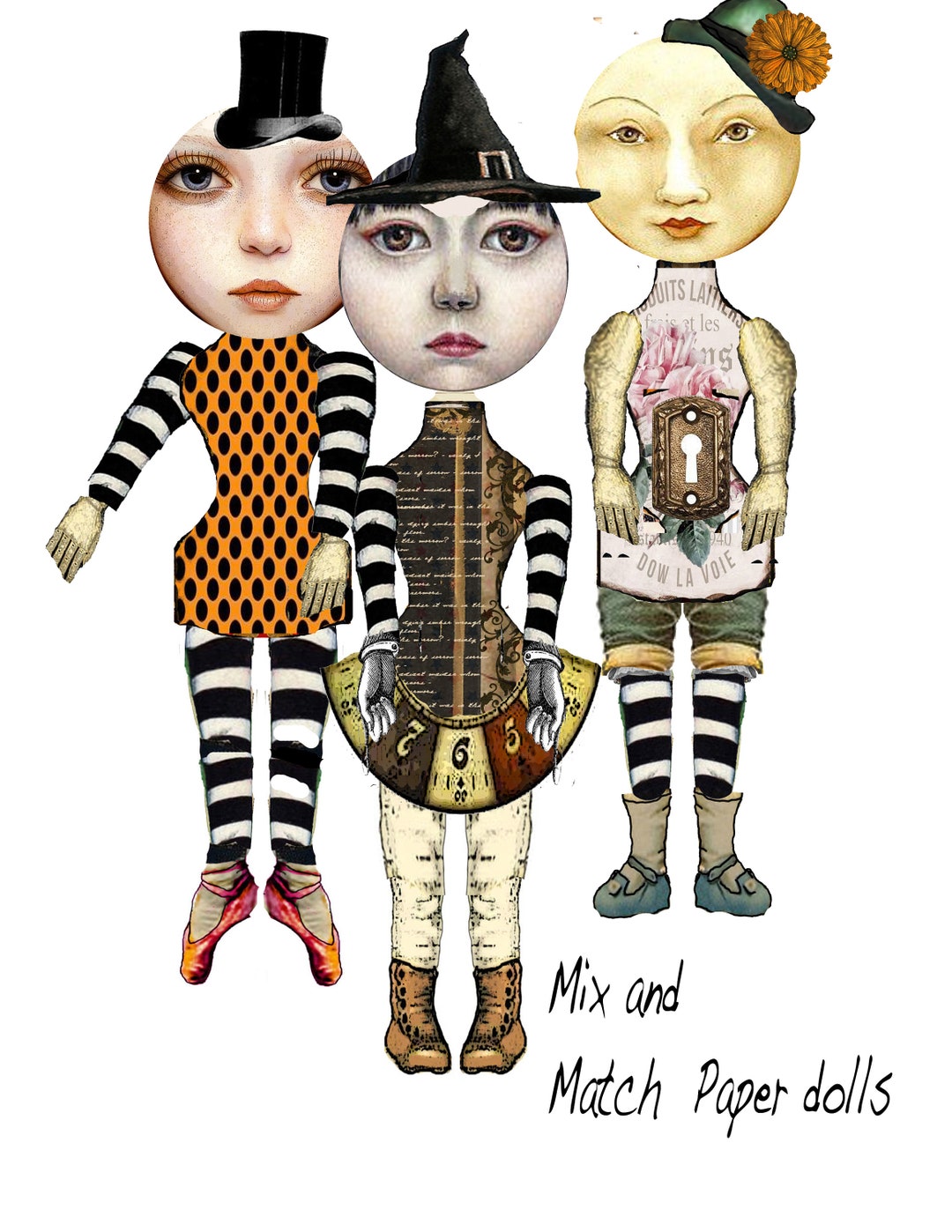 Printable Paper Doll Elements Collage Sheets Enough to Create Twelve ...