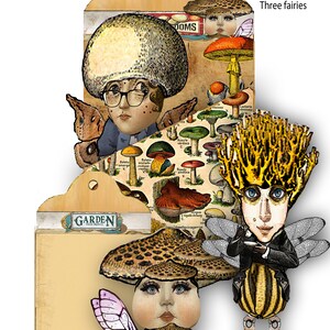 Printable Mushroom Fairies With Pocket and Tag for Cards Gifts ...