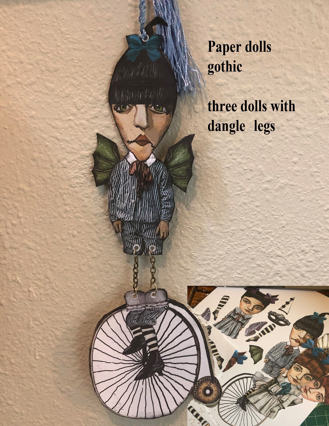 Printable Download Three Gothic Paper Dolls for Journaling Scrapbook ...