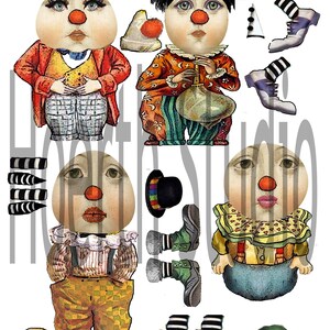 Printable Circus Clowns Mix and Match Paper Dolls Art Dolls | Etsy