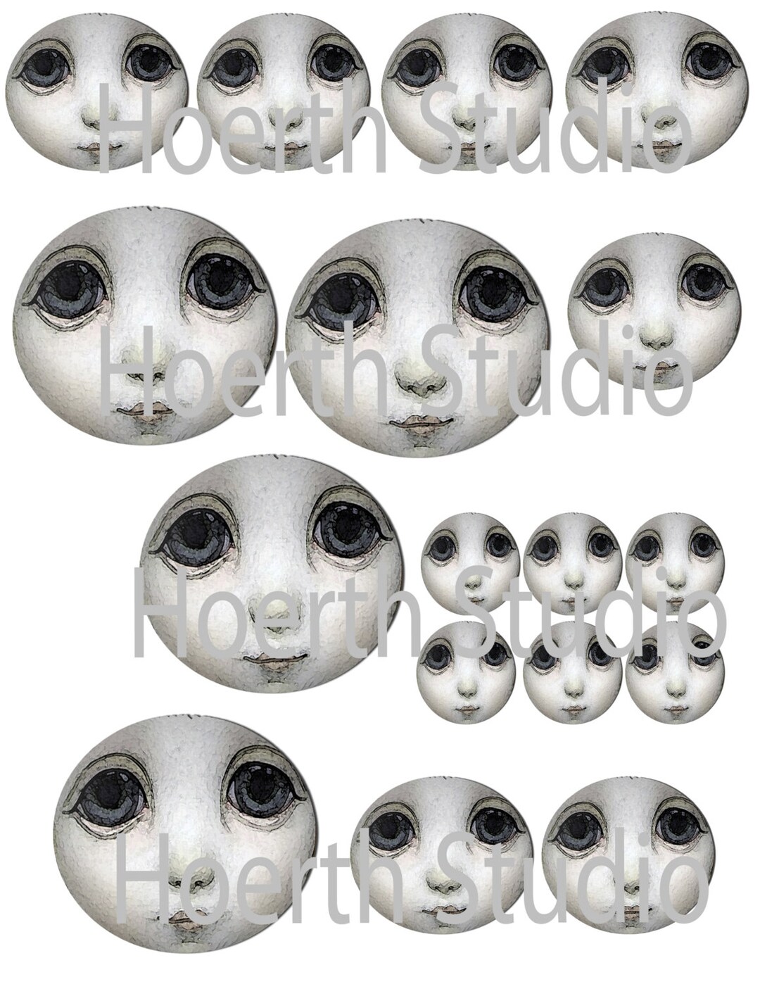 Doll Faces Collage Sheet With 1,2,and 3inch Faces Great for Craft ...