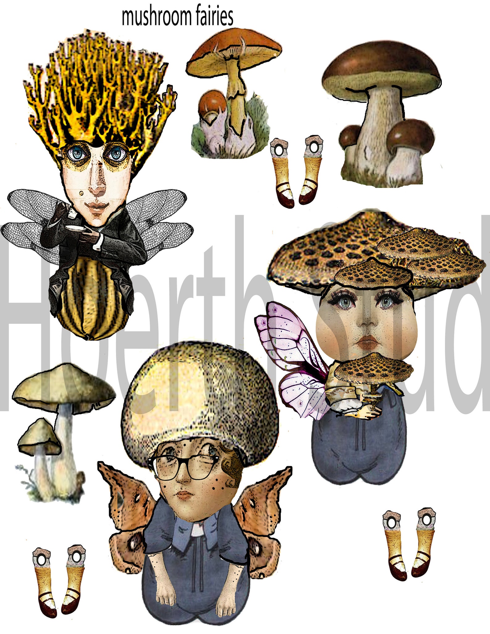 Printable Mushroom Fairies With Pocket and Tag Great for Cards - Etsy