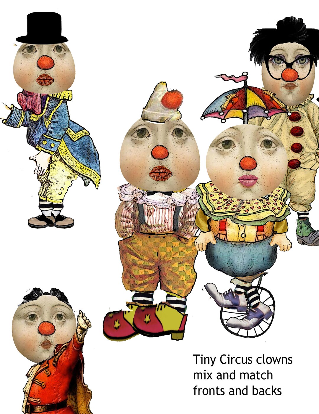Printable Circus Clowns Mix and Match Paper Dolls Art Dolls for ...