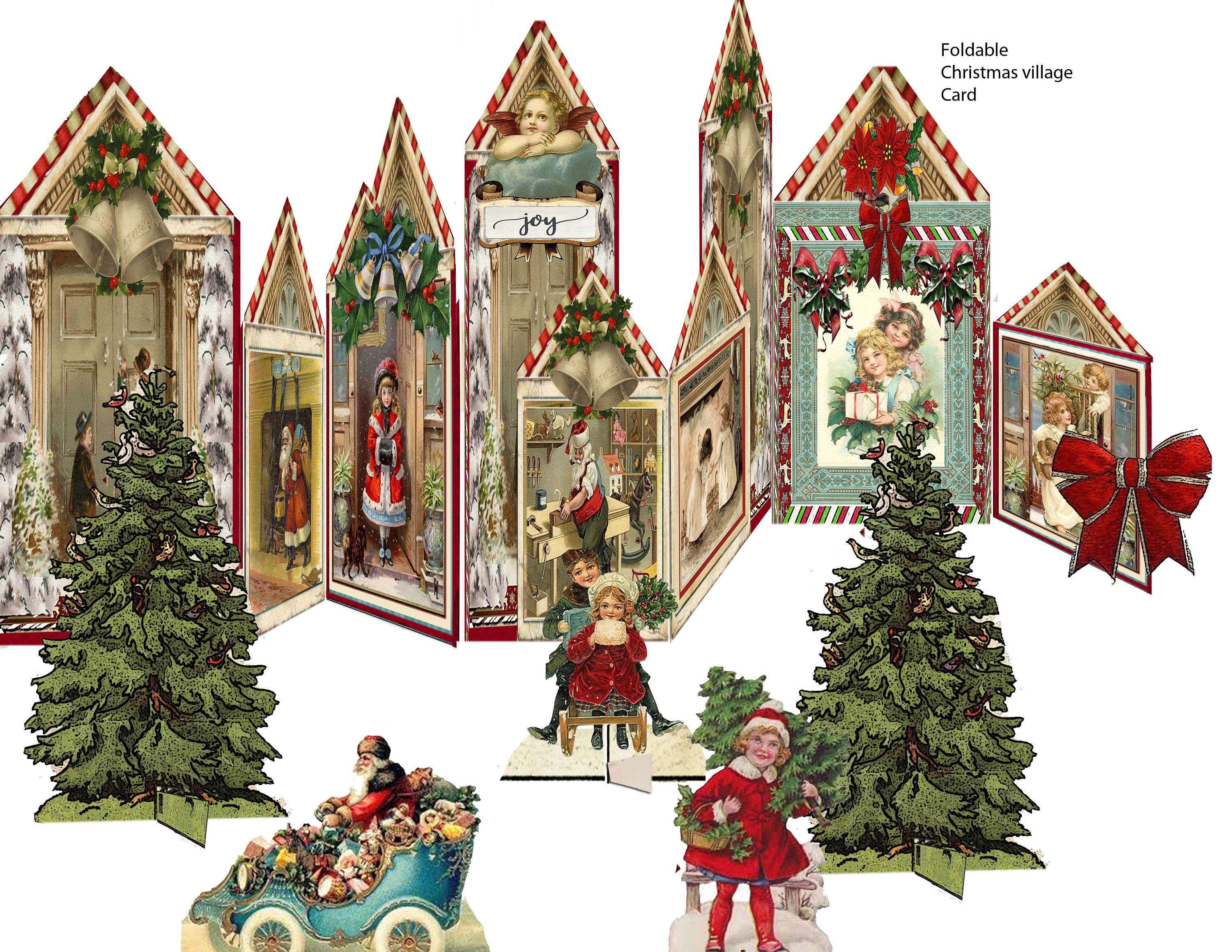 Printable Christmas Foldable Victorian Card Diy Craft Project - Etsy