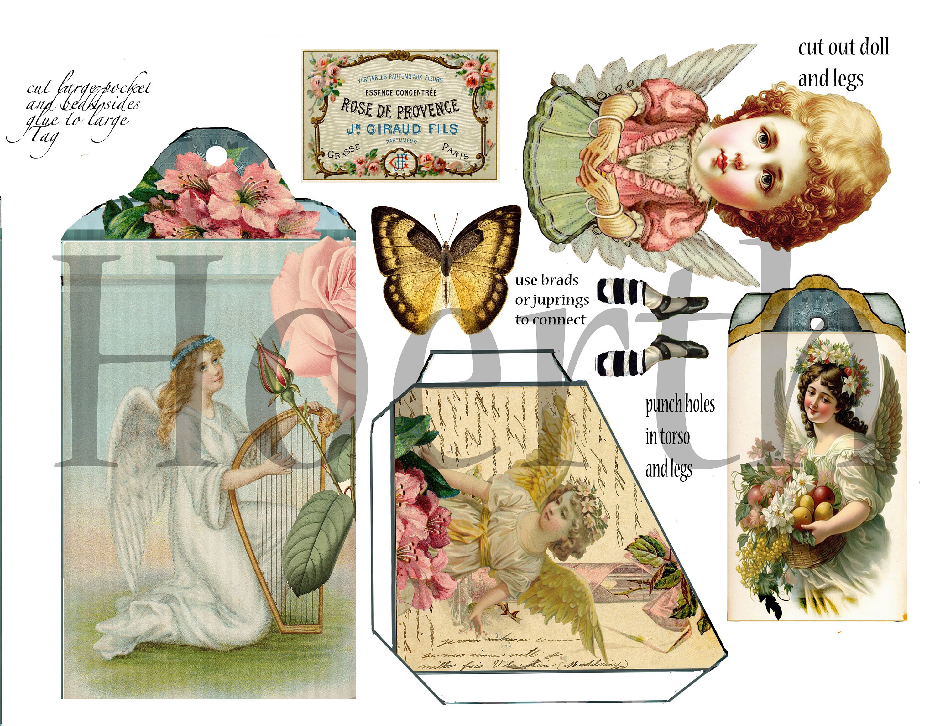 Printable Angel Paper Dolls With Pocket Tag and Ephemera - Etsy