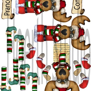 Printable Santa's Reindeer Christmas Paper Dolls, Articulated,garland ...