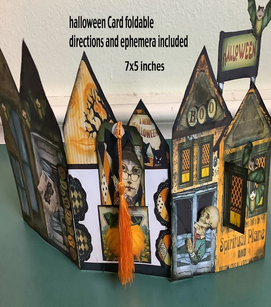 Printable Whimsical Haunted House Foldable Card Can Use for Gifts ...