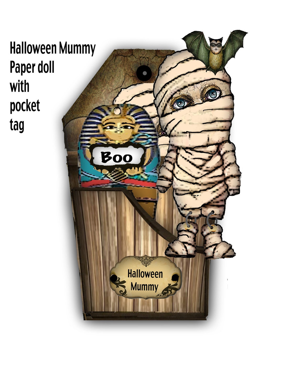 Printable Mummy Halloween Doll With Pocket Tag and Ephemera Whimsical ...