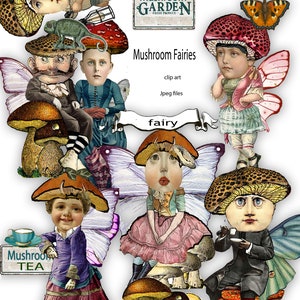 Printable Mushroom Fairy Whimsical Clip Art Digital Collage Sheet ...