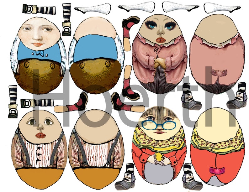 Printable Egg Dolls a Full Dozen, Backs and Dangle Legs - Etsy