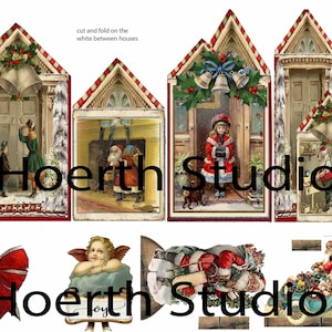Printable Christmas Foldable Victorian Card Diy Craft Project - Etsy