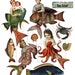 Printable Mermaid Clip Art Vintage Victorian Fish Nautical Collage ...