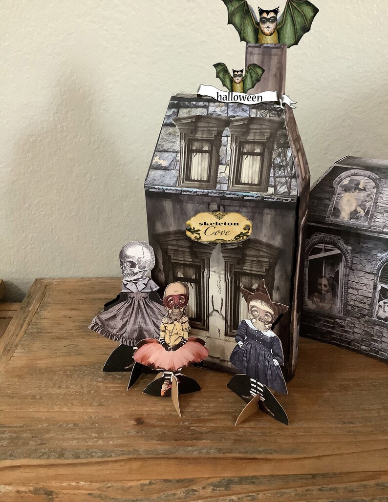 Printable Gothic Haunted House Tall 8.5x 4.5 With Ephemera to - Etsy