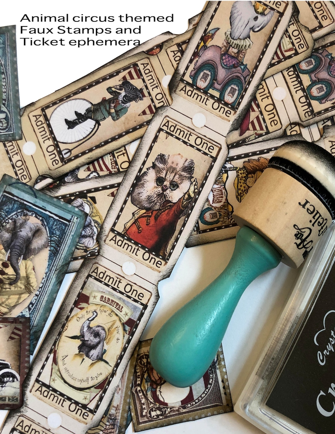 Faux Circus Stamps and Circus Tickets Ephemera Collage Sheets - Etsy