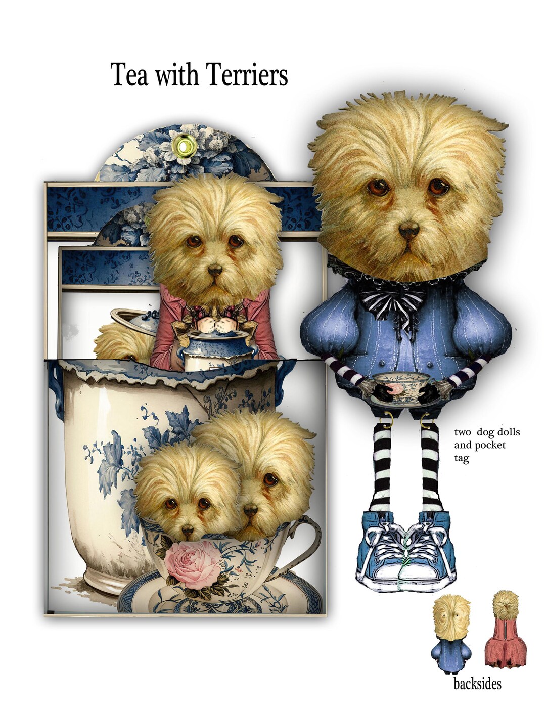 Printable Paper Dolls Dogs With Pocket Tag in PDF and Jpeg Terriers ...
