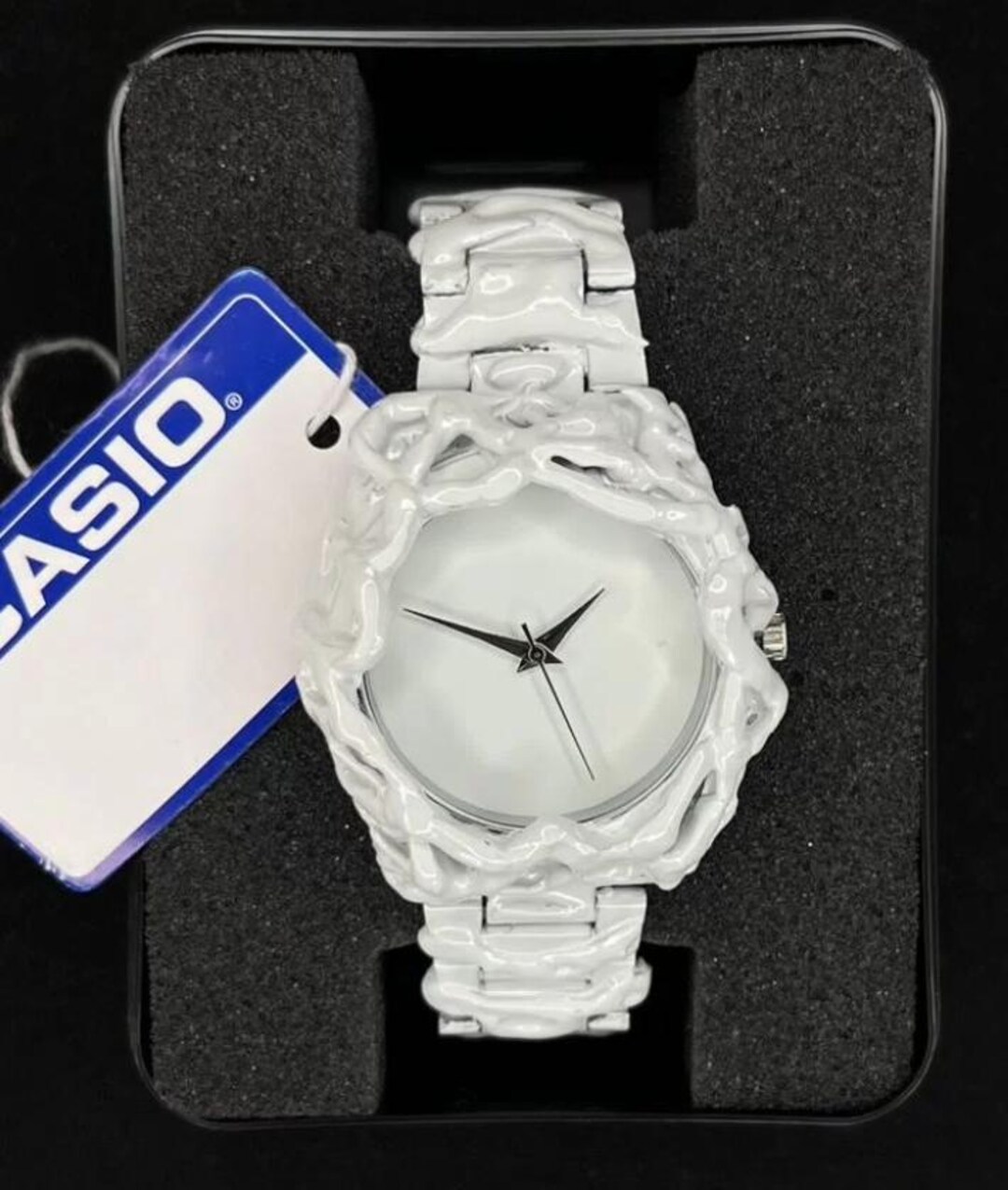 Custom Casio Alabaster Style Watch – Handmade Sculptural Metal Watch ...