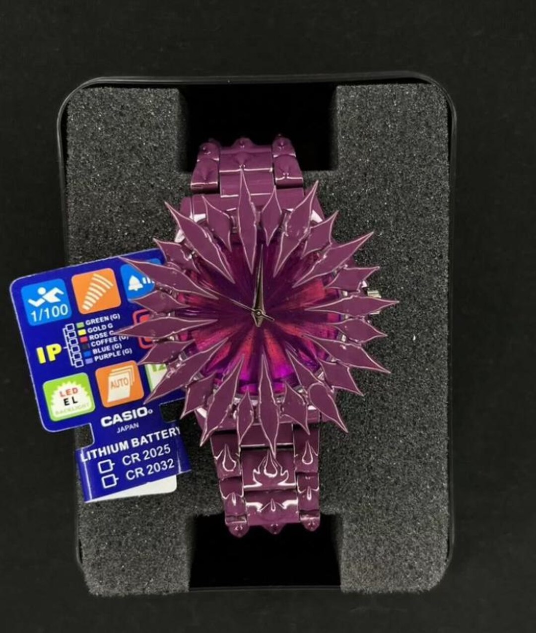 Purple Spiked Custom Casio Watch • Gothic Punk Mod • Iced Out Violet ...