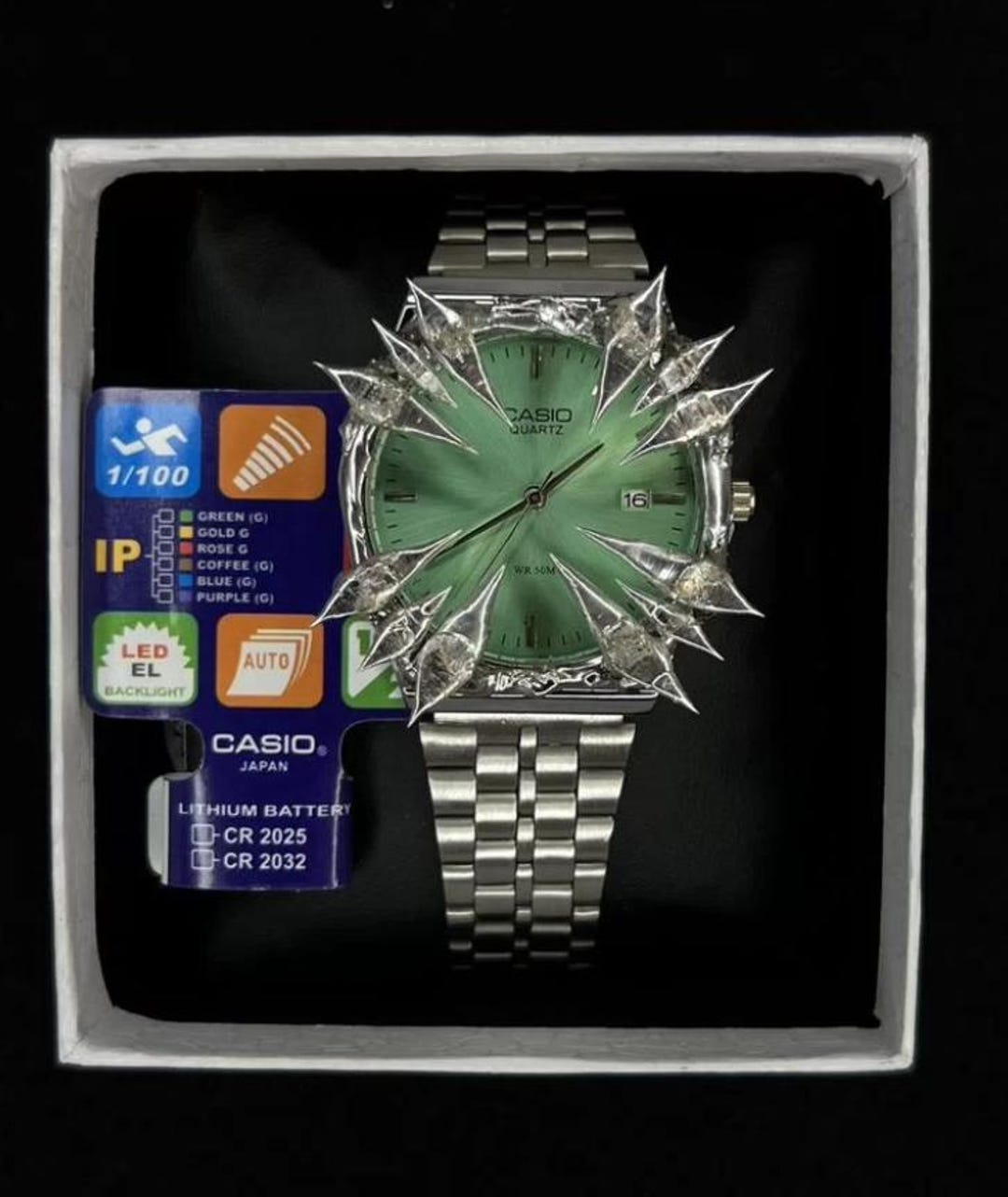 Custom Alabaster Spiked Watch • Handmade Casio Mod • Y2K Gothic Tribal ...