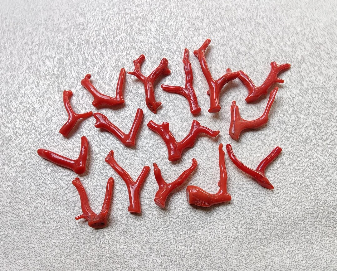 AAA Italian Red Coral Sticks, 108.40 Cts, Loose Polished Branches, 6 ...
