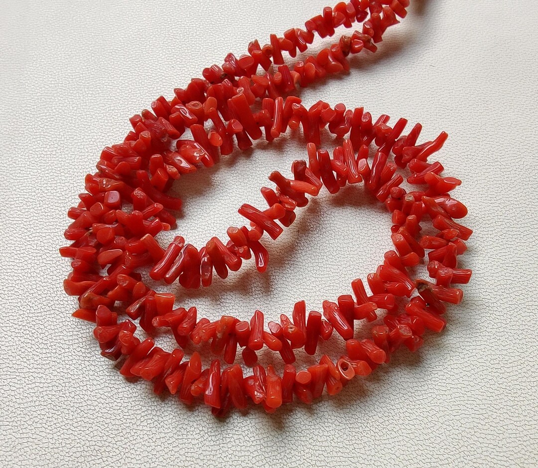 Natural Italian Red Coral Beads – Uncut Gemstone Nuggets, 18 Inch ...