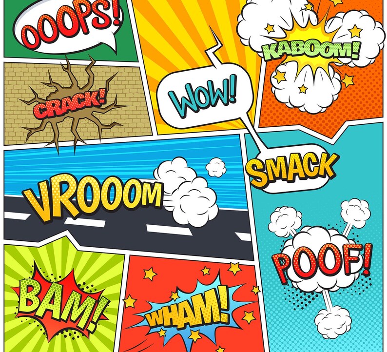 Comic Style Action Bubbles Clipart: Superhero Pop Art (SVG, PNG) - Etsy