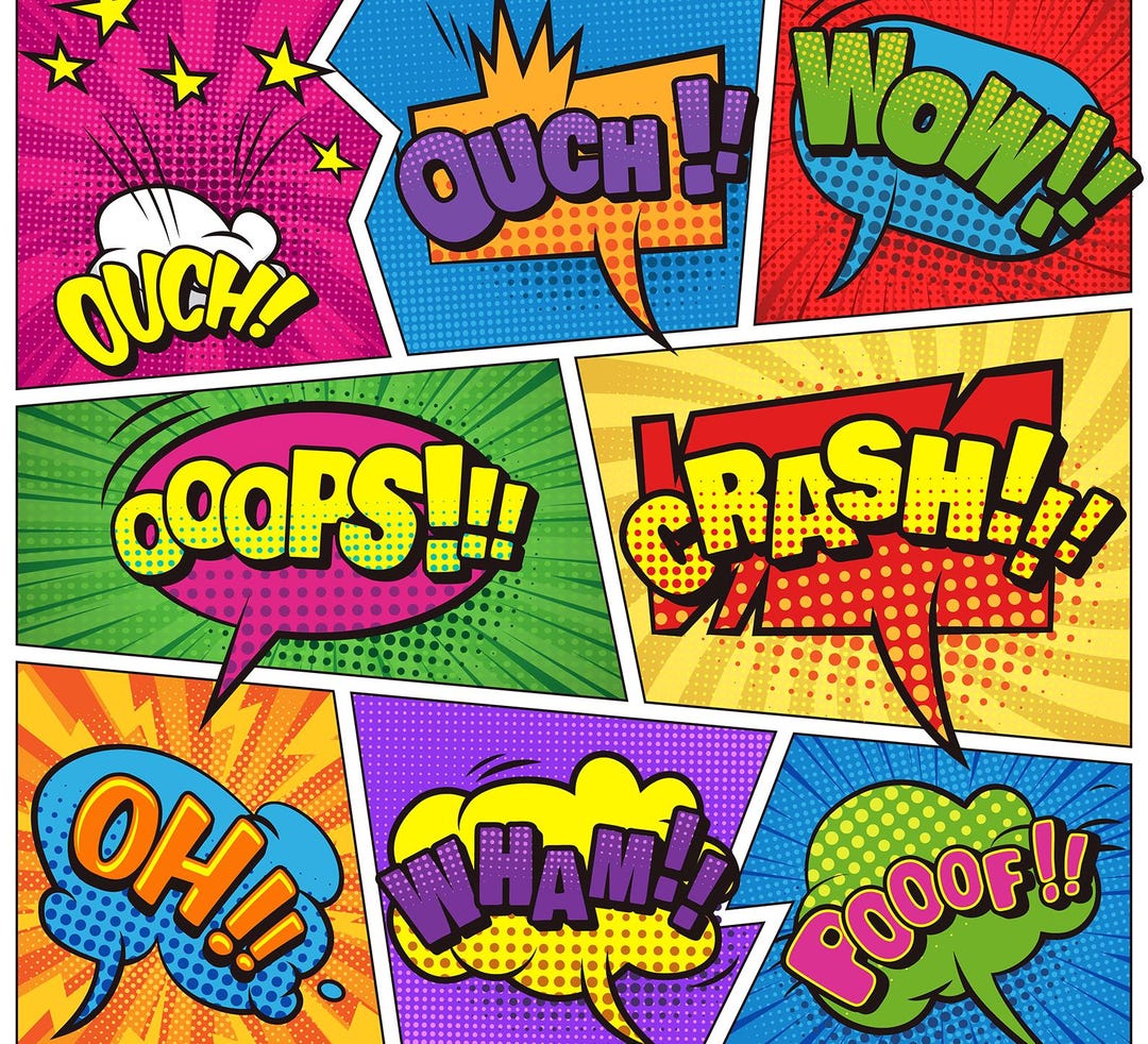 Comic Style Action Bubbles Clipart: Superhero Pop Art (SVG, PNG) - Etsy