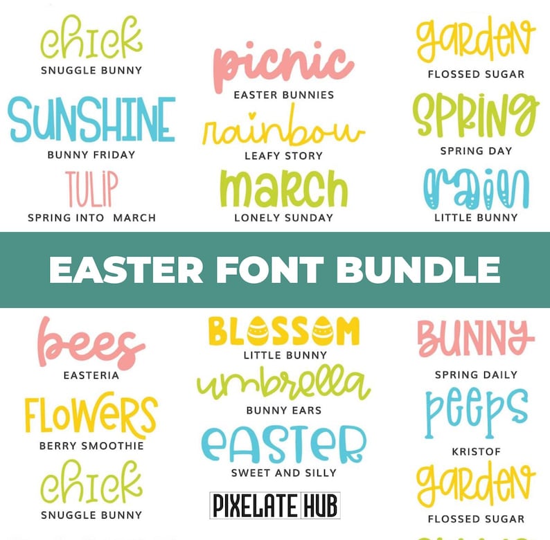 50 Easter Font Bundle | Script, Cursive, Handwritten (digital Download ...