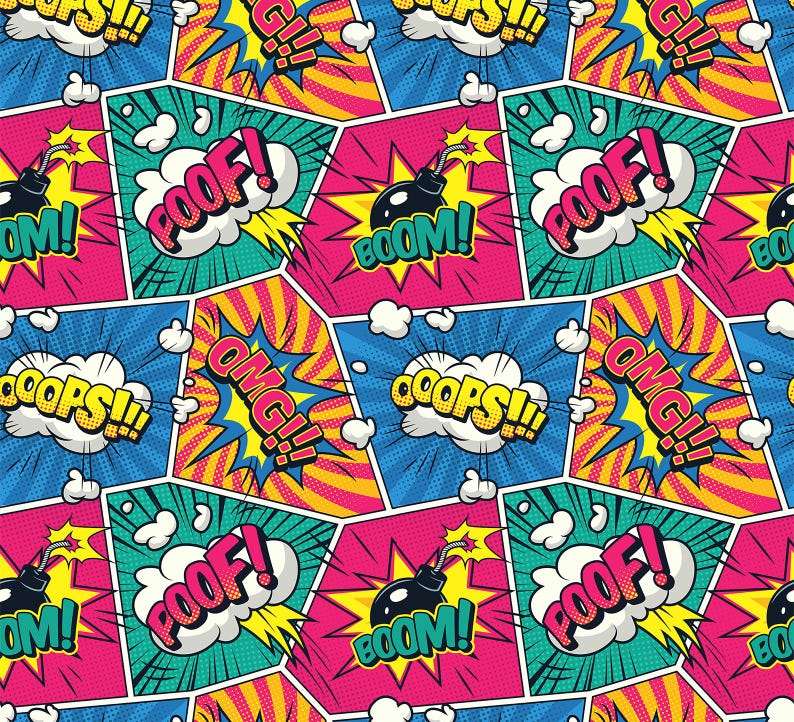 Comic Style Action Bubbles Clipart: Superhero Pop Art (SVG, PNG) - Etsy