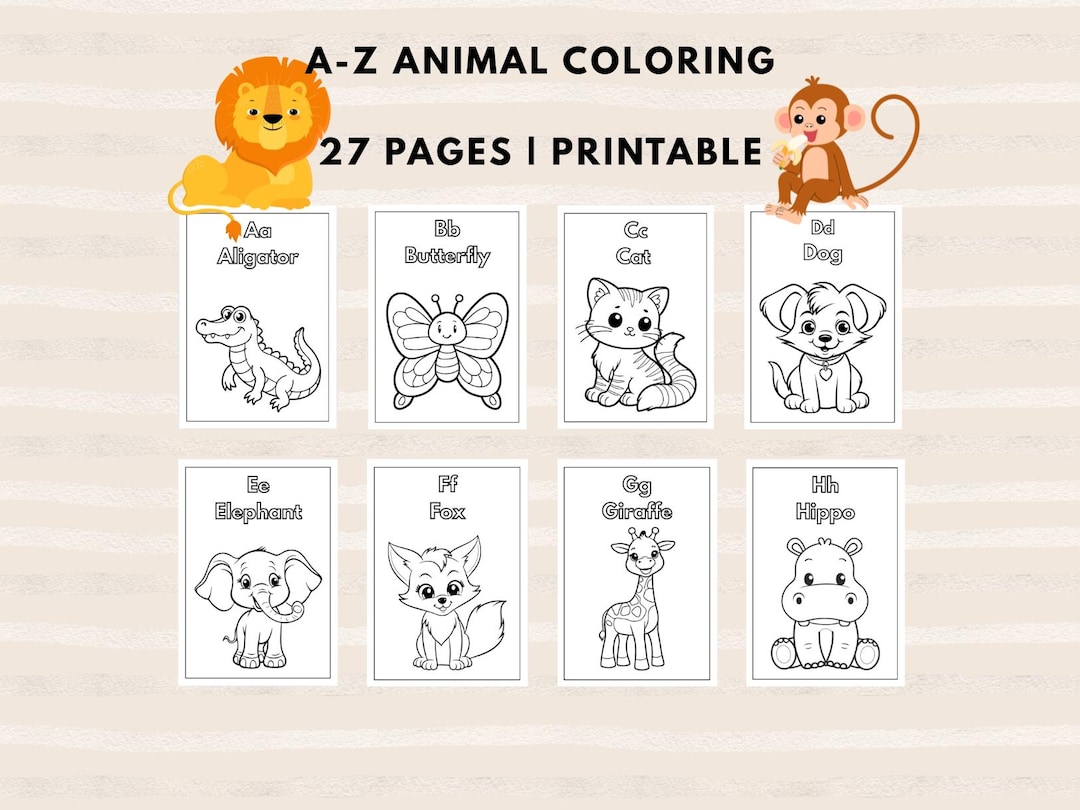 A to Z Animal Coloring Pages – Printable Alphabet Animal Coloring Pages ...