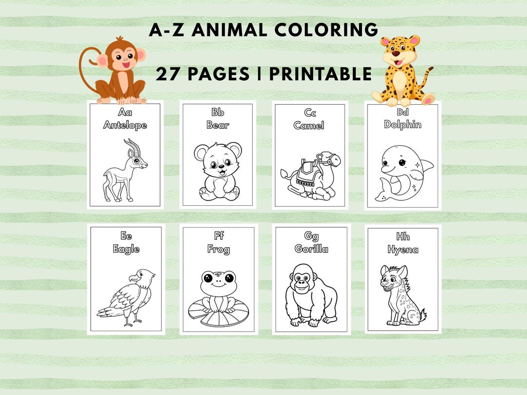 A-Z Animal Coloring PAGES, Alphabet Animals, A-Z Animal Printable ...