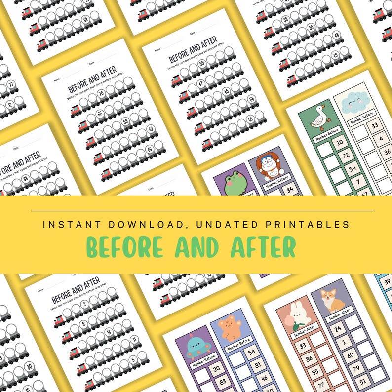 Before After Number Worksheets Preschool Kindergarten | 200+ Printable ...