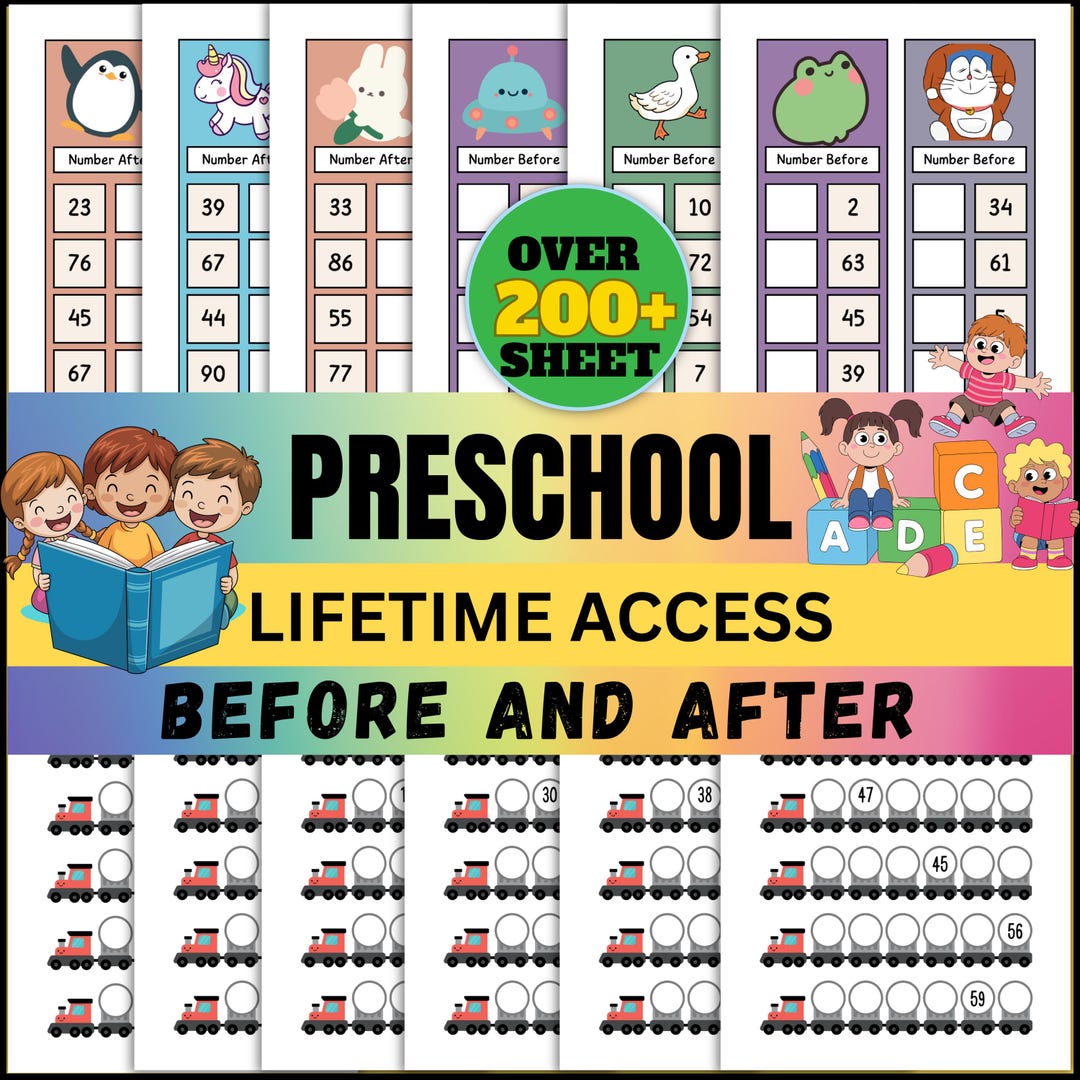 Before After Number Worksheets Preschool Kindergarten | 200+ Printable ...