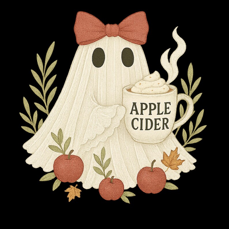 Coquette Ghost PNG: Apple Cider Fall Clipart (digital Download 10x10in ...