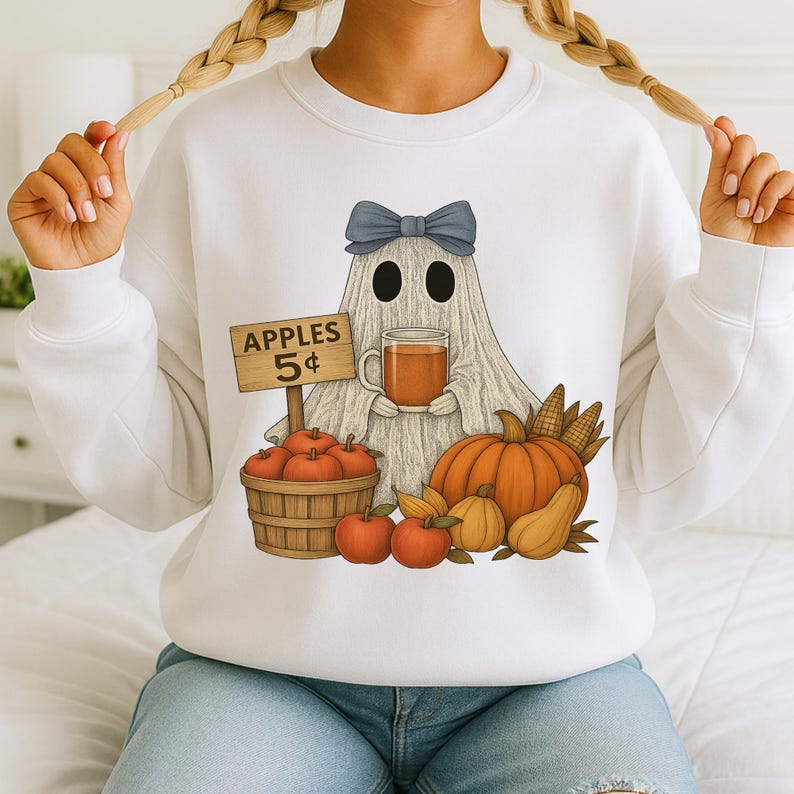 Halloween Fall Ghost PNG Cute Apple Cider Coquette Lace Vintage Farmers ...