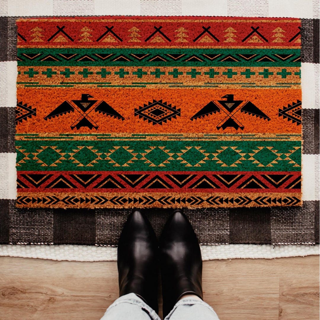 Southwest Aztec Welcome Mat, Boho Tribal Door Rug, Native Inspired ...
