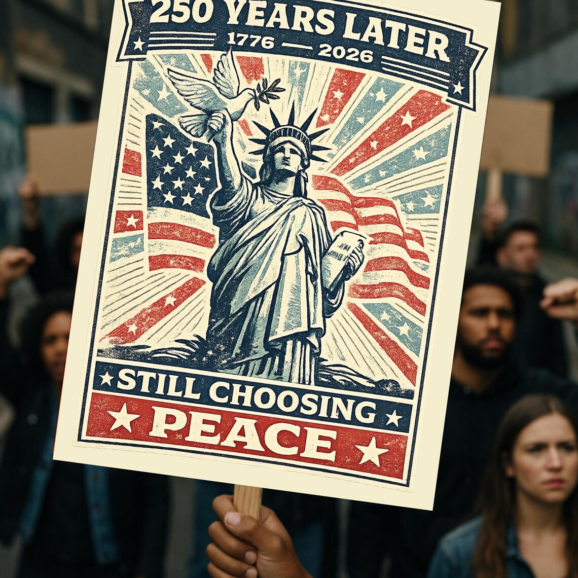 250 Years Later Still Choosing Peace Protest Sign, Anti War Poster ...