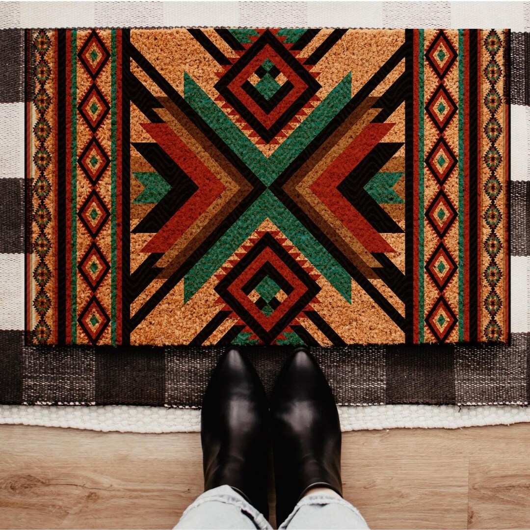 Boho Southwestern Doormat, Aztec Tribal Door Mat, Western Entryway Rug ...
